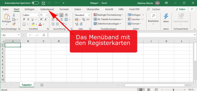 Excel Oberfläche: Aufbau und Bezeichnungen