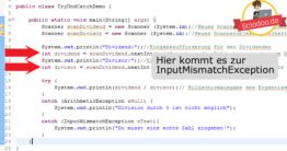 So verwendest du try und catch Blöcke im Java Programm